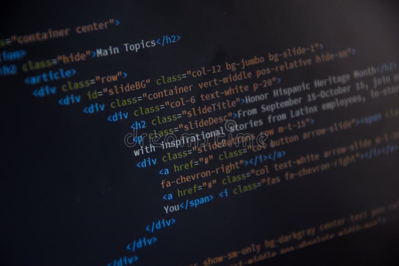 Sluit De Code Van CssHTML Op Het Monitorscherm Met Zwarte Achtergrond Op Stock Foto - Image of ...
