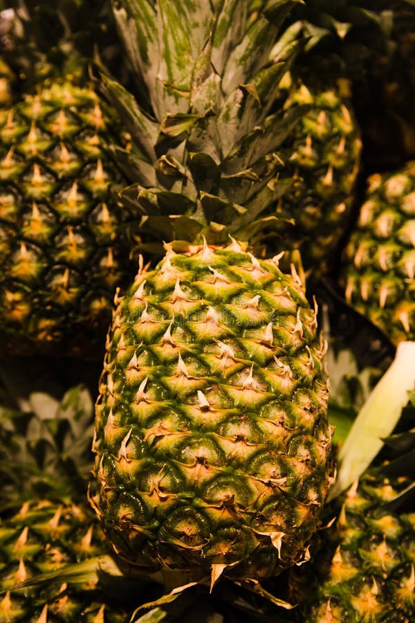 Sluit Omhoog Van Verse Ananas Op Markttribune Stock Foto - Image of ...
