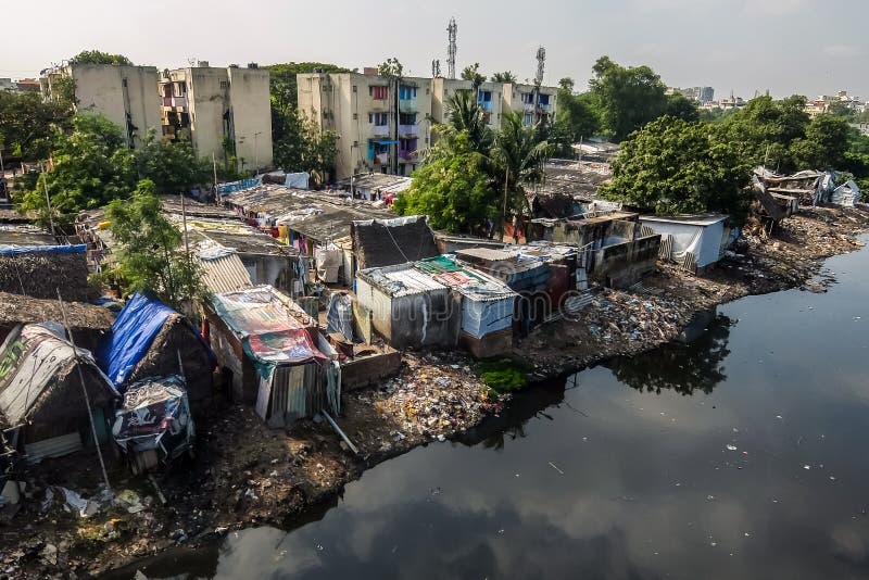 View To The Slum Houses In Downtown Puthia, Bangladesh. Editorial Stock ...