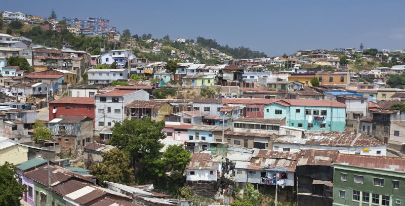 Slum Housing in the City of Valparasio - Chile Stock Photo - Image of ...