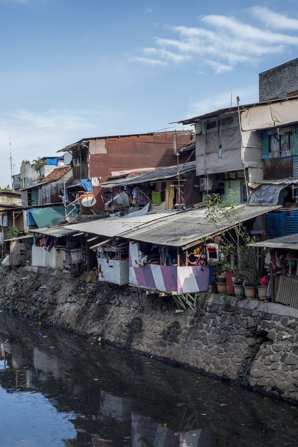 Slum by a River in Jakarta, Indonesia. Editorial Stock Image - Image of ...