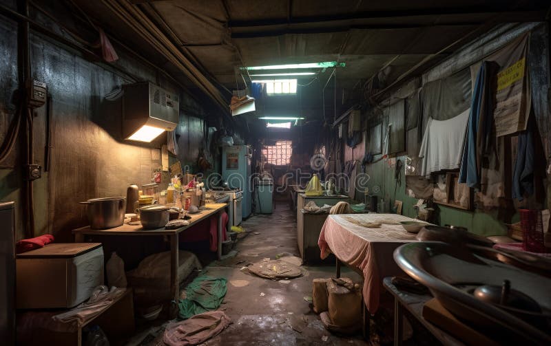 Slum or Shack, Mess in the Room. Generative AI Stock Photo - Image of ...