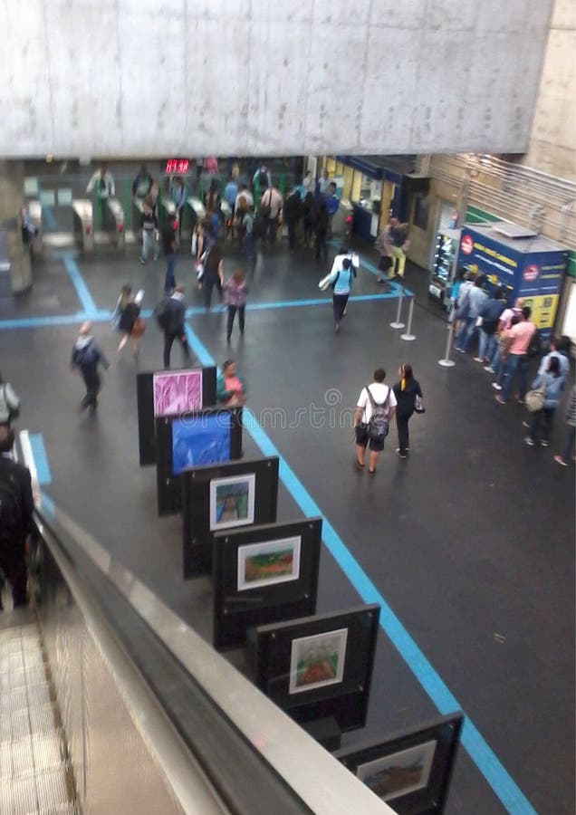 A Busy Subway Vila Madalena Station Features People Moving through ...