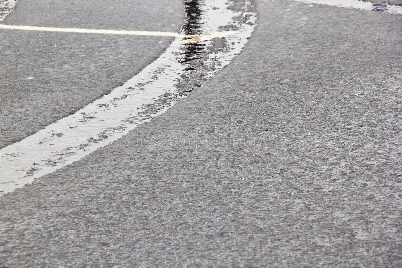 Slush Dampness on the Road Sleet Even Layer Stock Image - Image of tire ...