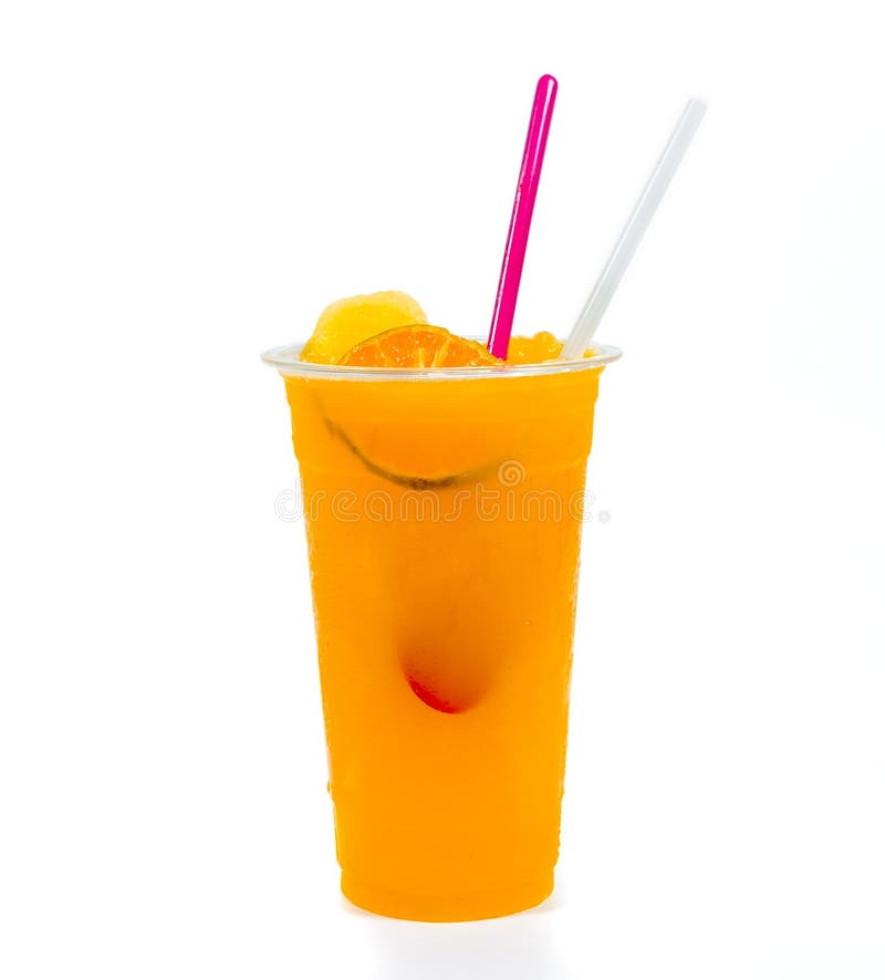 Slush Ice with Orange in Cup White Background Stock Photo - Image of ...