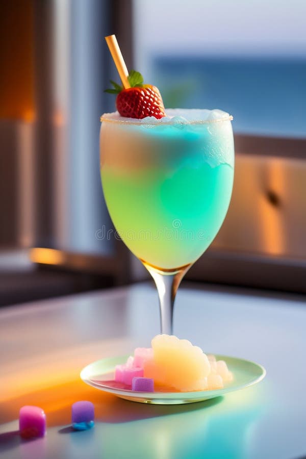Slushie Cocktail on a Summer Light Table in a Restaurant. Generative AI ...