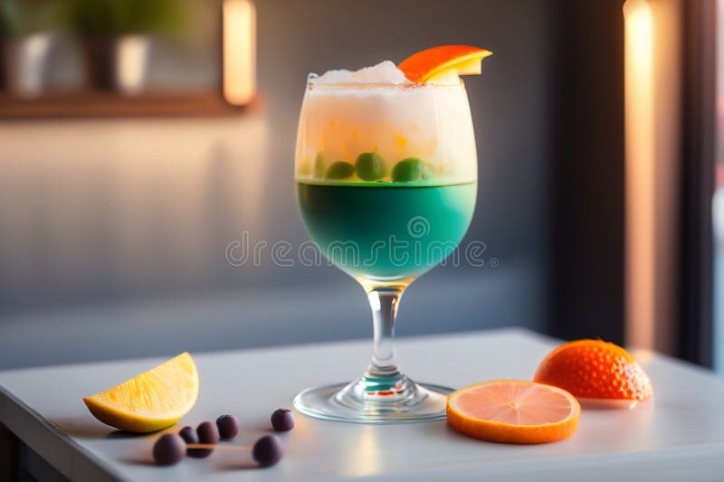 Slushie Cocktail on a Summer Light Table in a Restaurant. Generative AI ...