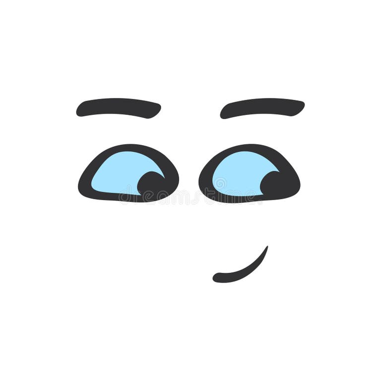 Sly Cute Face Expression and Smile of Character in Doodle Style Stock ...