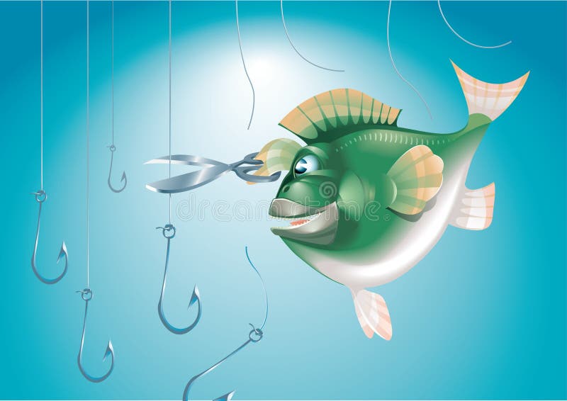 Sly_fish stock vector. Illustration of humor, hook, underwater - 17308525