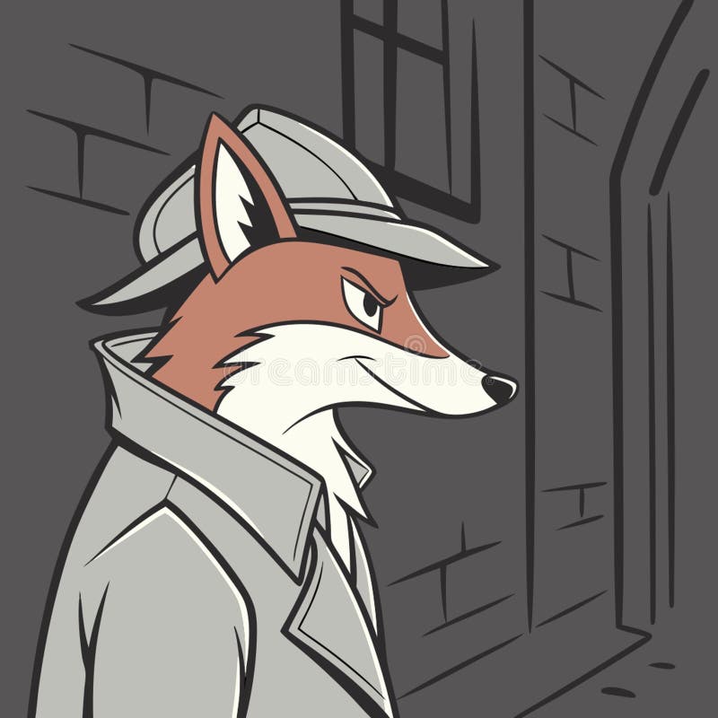 Sly Fox Detective Character Design Vector for Mystery Theme, Vector ...