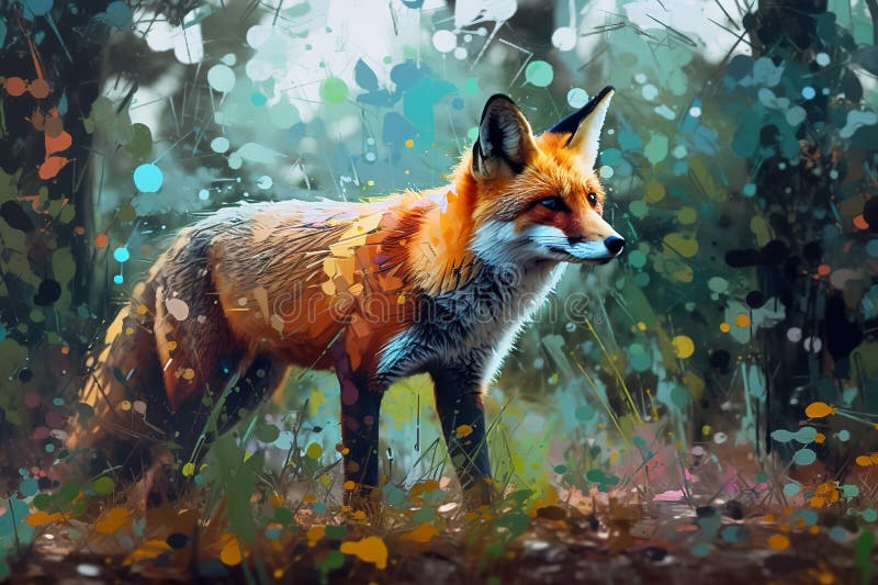 A Sly Fox in a Forest Glade. Generative AI Stock Illustration ...