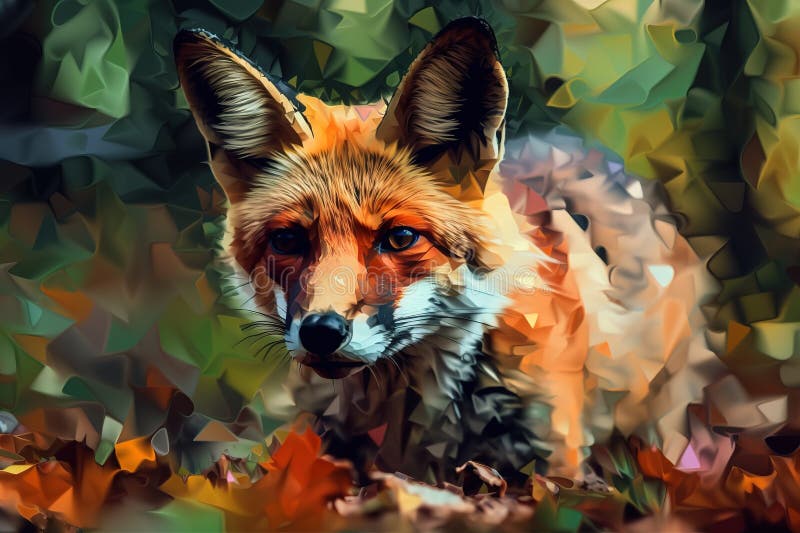 A Sly Fox in a Forest Glade. Generative AI Stock Illustration ...