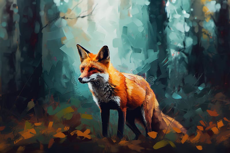 A Sly Fox in a Forest Glade. Generative AI Stock Illustration ...