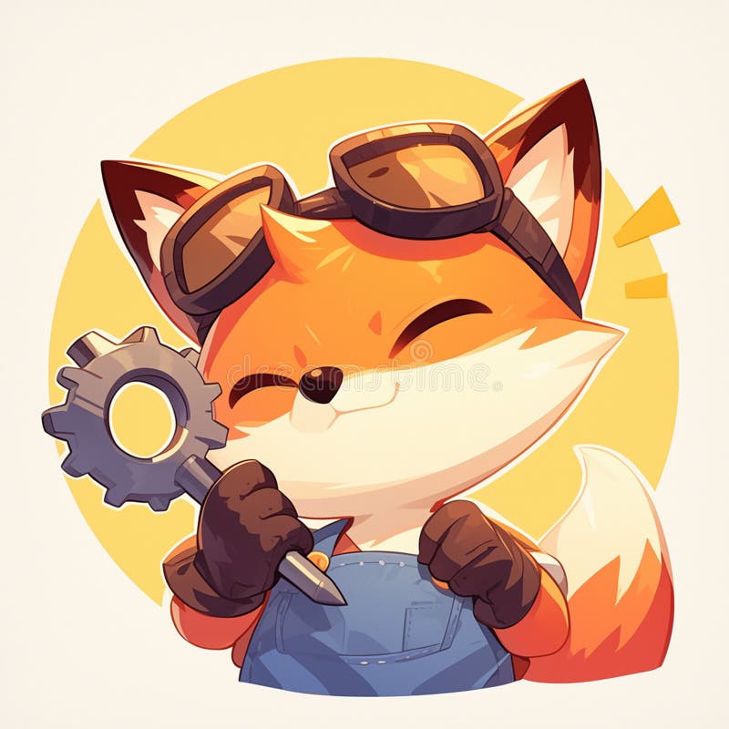 A Sly Fox Software Engineer Cartoon Style Stock Vector - Illustration ...