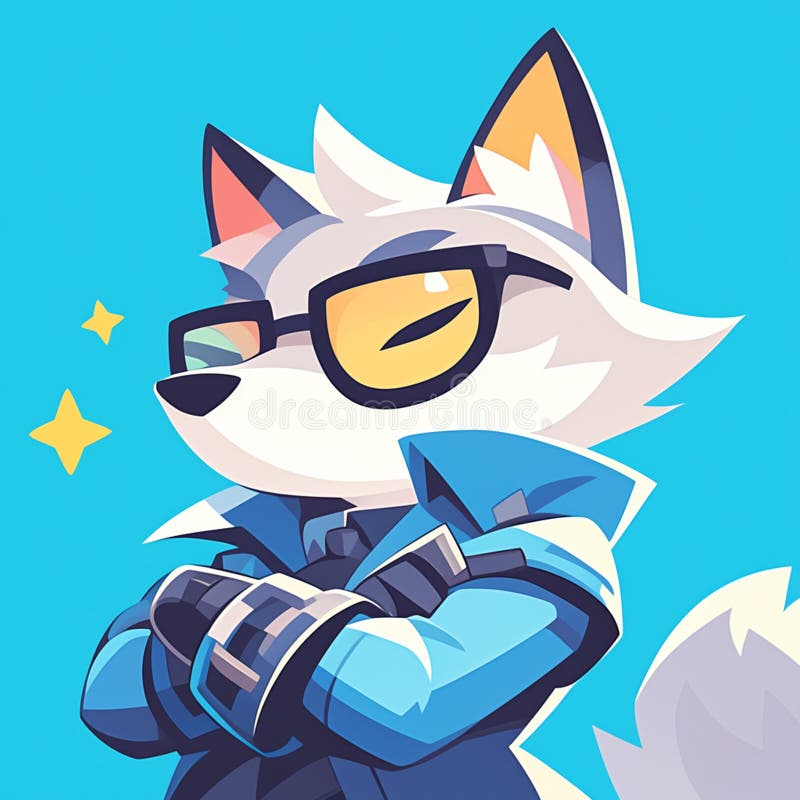 A Sly Fox Software Engineer Cartoon Style Stock Vector - Illustration ...