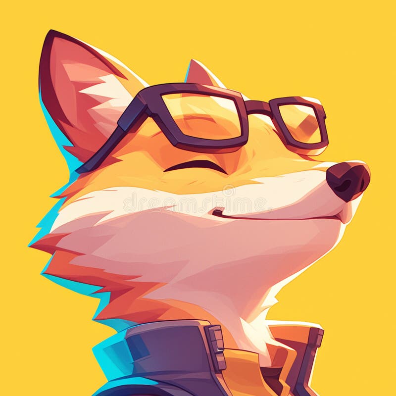 A Sly Fox Software Engineer Cartoon Style Stock Vector - Illustration ...