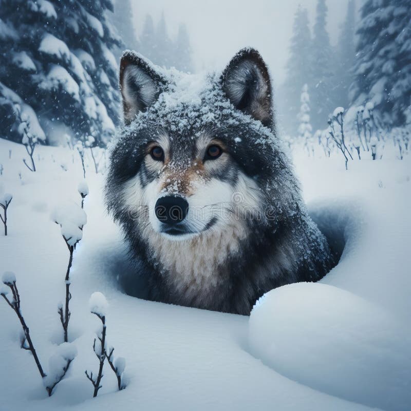 Sly Wolf Blending into the Snow, Photo V Stock Photo - Image of phot ...