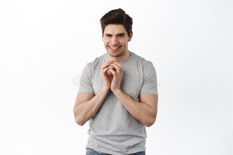 Caucasian Sly Scheming Man in Casual Wear Rubbing Palm As Having ...