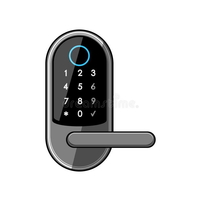 Sm Fingerprint Door Lock Cartoon Vector Illustration Stock Illustration ...
