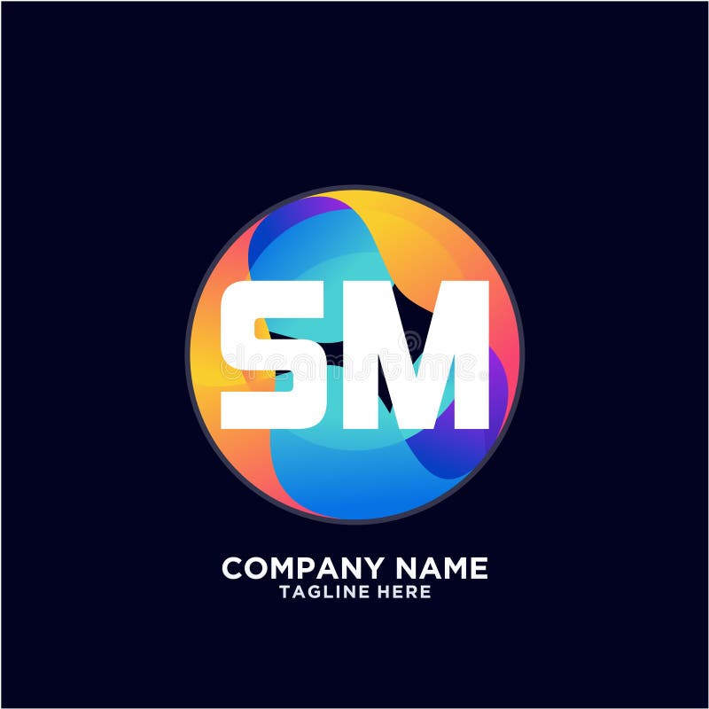 SM Initial Logo with Colorful Circle Template Vector Stock Vector ...