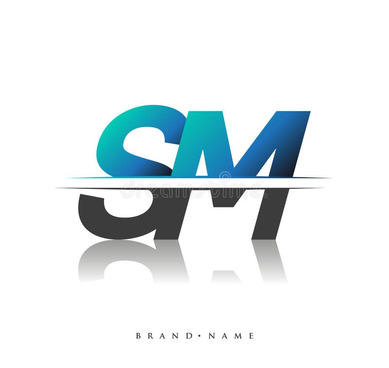 SM Initial Logo Company Name Colored Black and Blue, Simple and Modern ...