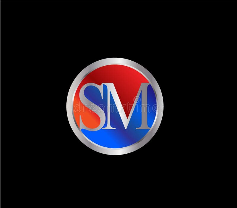 SM Initial Circle Shape Silver Red Blue Color Later Logo Design Stock ...