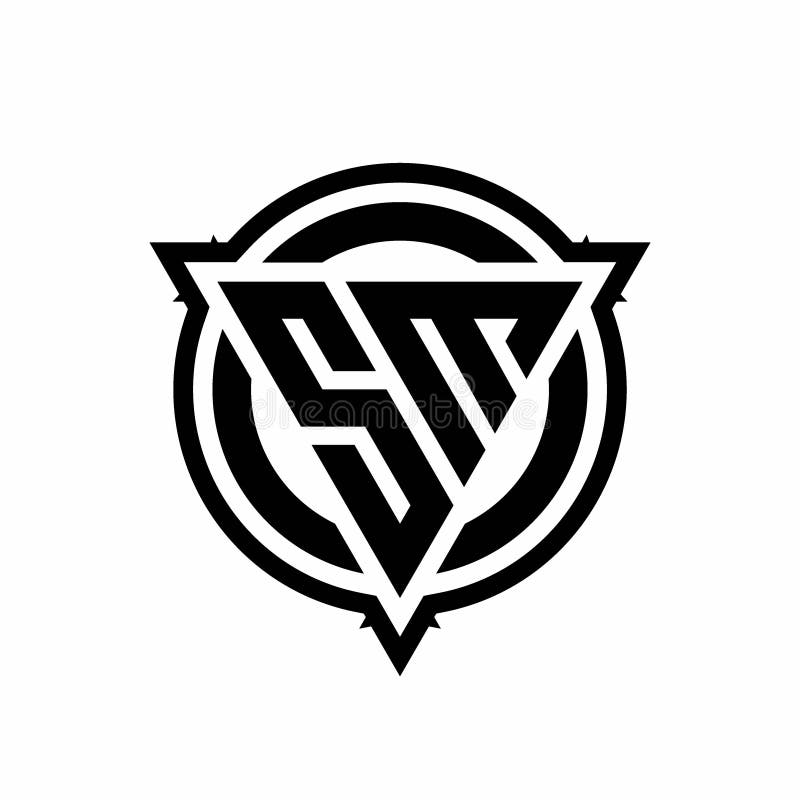 SM Logo with Triangle Shape and Circle with Outline Rounded Design ...