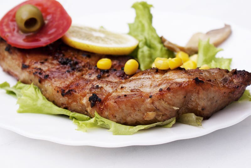 Smakelijk Sappig Gebraden Vlees Stock Afbeelding - Image of gebakken ...