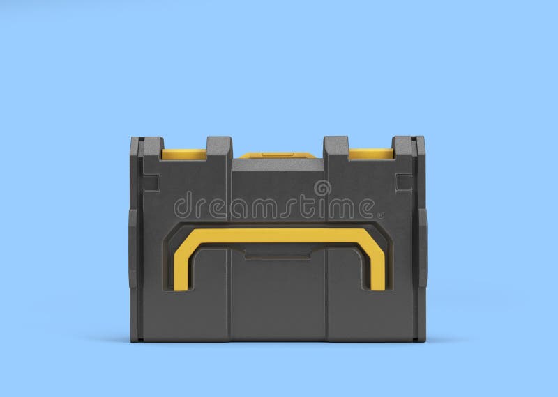 Smal Closed Black Professional Tools Case Front View 3d Render on Blue ...