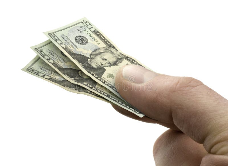 Small 20 Dollar Bills in Hand Stock Image - Image of inflation, andrew ...