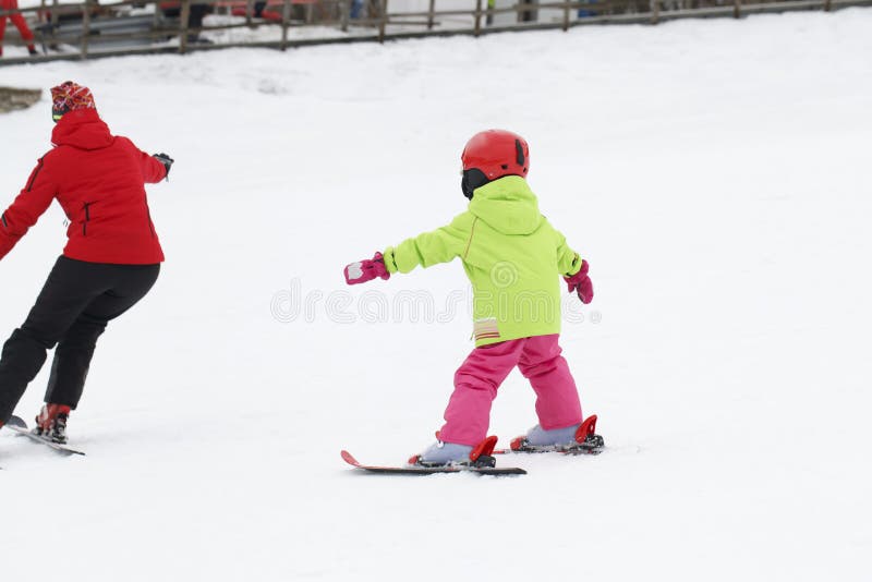 Small Active Child Skiing on Snow Slope Stock Photo - Image of cold ...