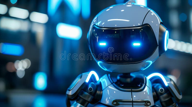 Small AI assistant robot stock illustration. Illustration of cute ...