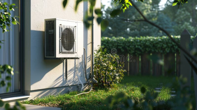 A Small Air Conditioner Unit Installed on the Side of a Residential ...