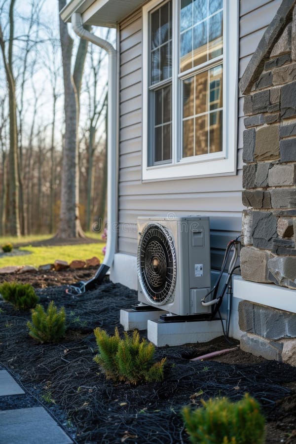 A Small Air Conditioner Unit is Situated Outside a Residential House ...