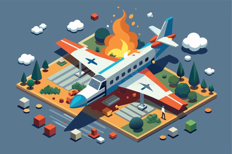 A Small Aircraft Crashes with Flames Erupting, Surrounded by Trees ...