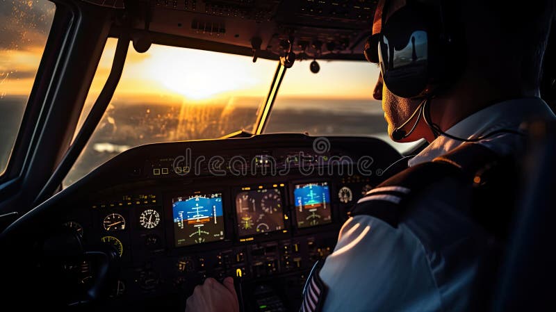 Small Aircraft Pilot at the Controls of an Aircraft Stock Photo - Image ...