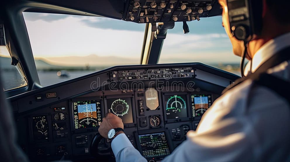 Small Aircraft Pilot at the Controls of an Aircraft Stock Photo - Image ...