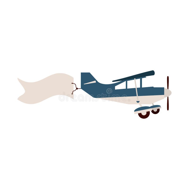 Small airplane with banner stock vector. Illustration of industry ...