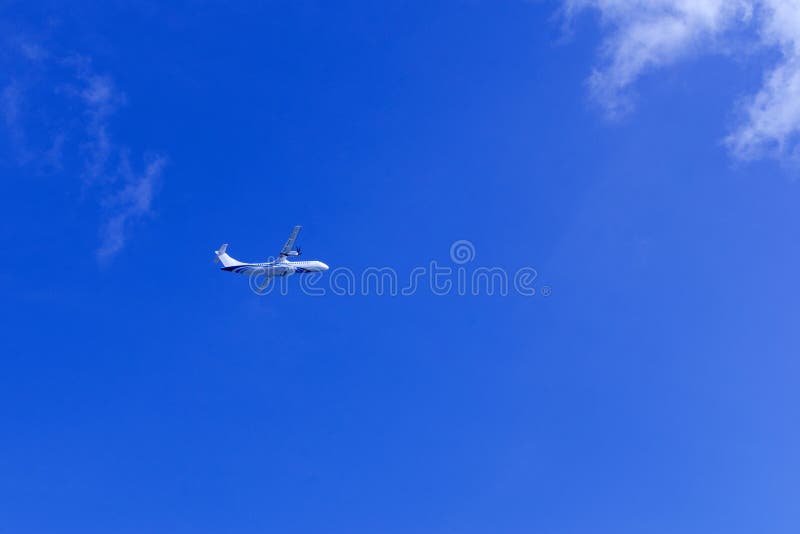 A Small Airplane Fly in the Blue Sky Stock Image - Image of technology ...