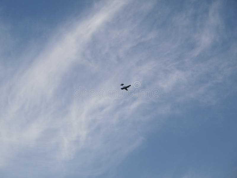 Small Airplane Flying in Sky with Clouds Stock Photo - Image of freedom ...