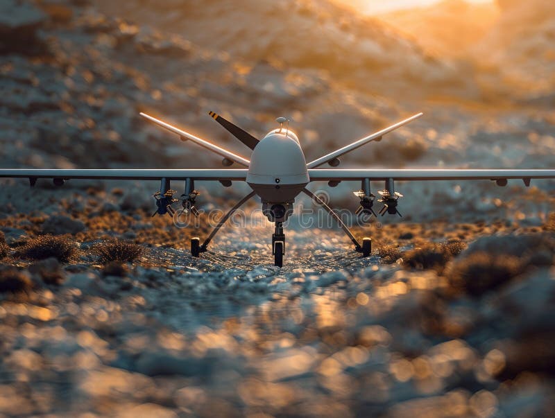 Small Airplane Gracefully Soars Over a Rocky Field, Casting Shadows on ...