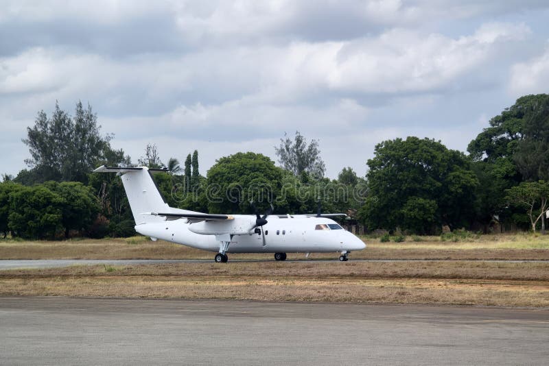Small Airplane is Landing To Runway Airport Stock Photo - Image of ...