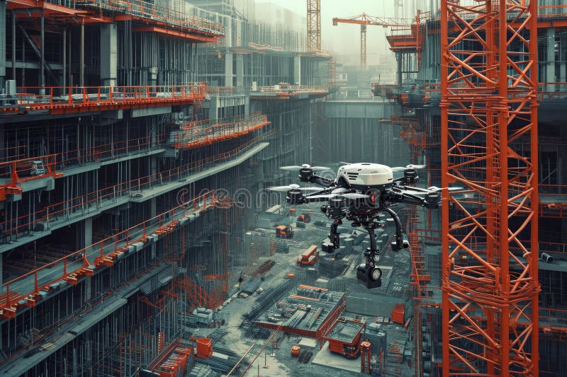A Small Airplane is Seen Flying Over a Busy Construction Area ...