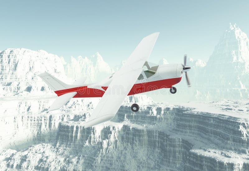 Small Airplane in Snow Mountains Stock Image - Image of alpine, travel ...