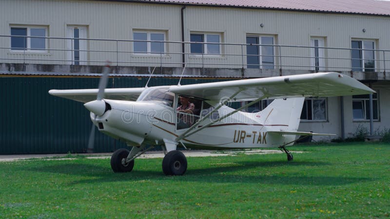 Small Airplane Starting Engine Ready Taking Off. Plane Preparing To ... Small Airplane Starting Engine Ready Taking Off. Plane Preparing To ...