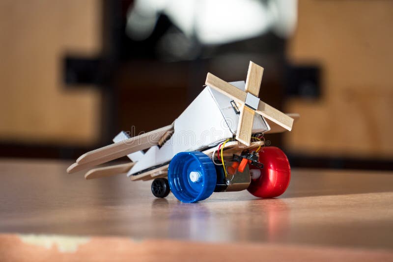 Airplane Toy Handmade on the Table Stock Image - Image of model ...