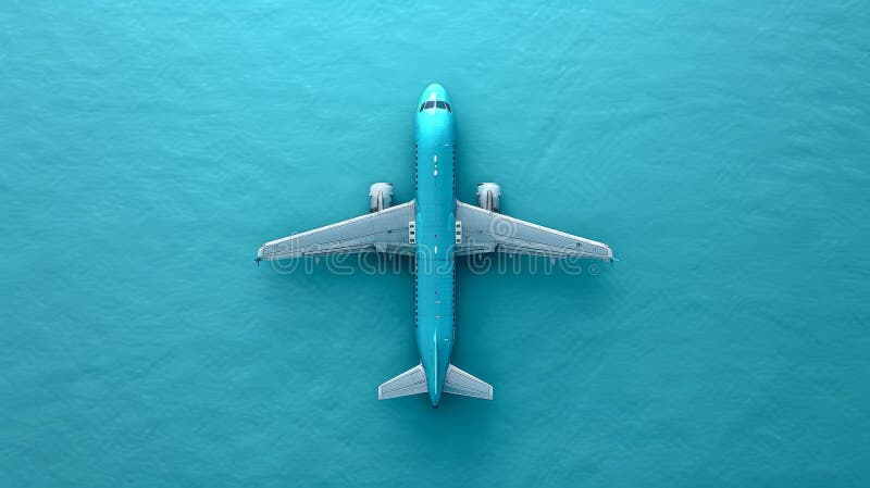 Small Airplane with Turquoise Fuselage on Blue Background. Stock Image ...