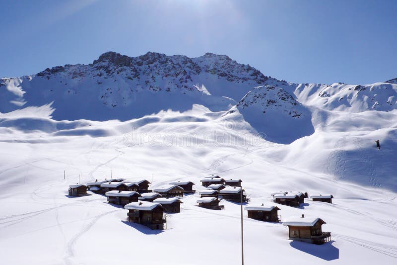 Small Alpine Village Winter Landscape in Switzerland Stock Photo ...