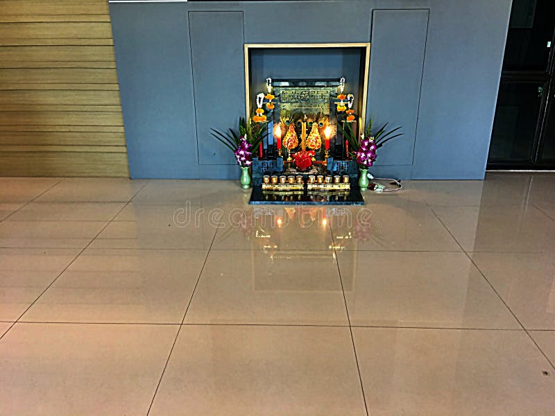 Small Altar is Set on a Tiled Floor Stock Photo - Image of sacred ...