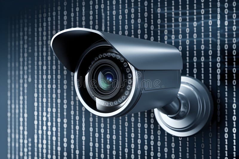 Sleek Surveillance Camera with Binary Numbers, Creating a Secure Tech ...